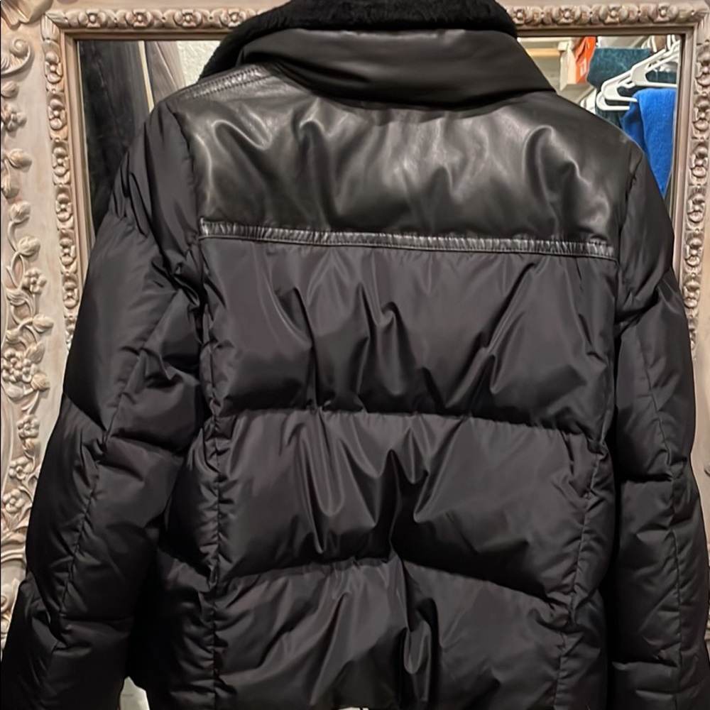 Coach Feather Down Puffer Jacket With Shearling Collar - Gem